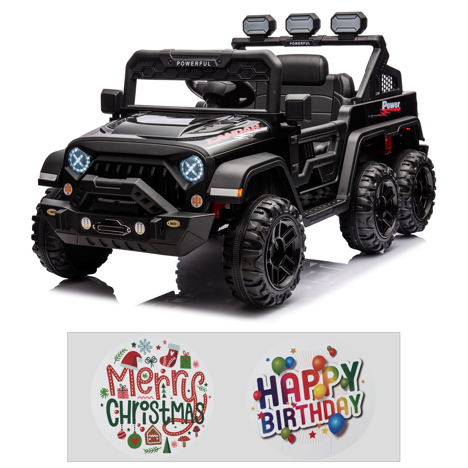 12V Kids Ride On Car Truck with 6 Wheels & 4 Motors, Rear Trunk & DIY ...