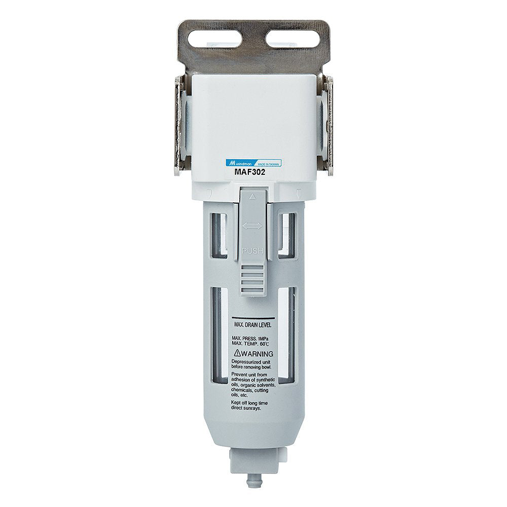 M Mindman Compressed Air Filter, 1/4" NPT, 5 Micron, Semi-auto Drain ...
