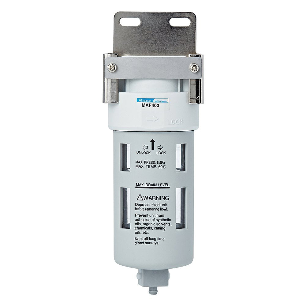 M Mindman Compressed Air Filter, 1/2" NPT, 5 Micron, Semi-auto Drain ...