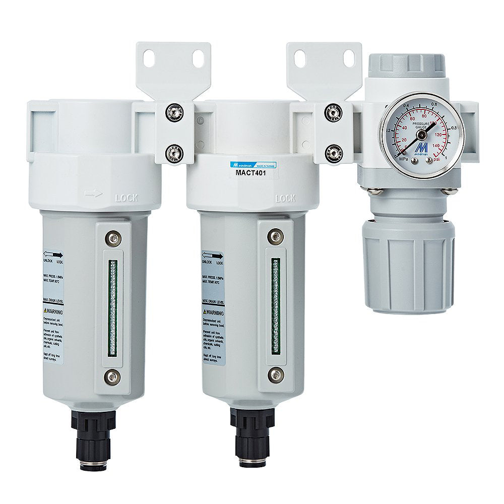 M Mindman 5 & 0.3 Micron Filter Air Pressure Regulator Modular, 1/2" N ...